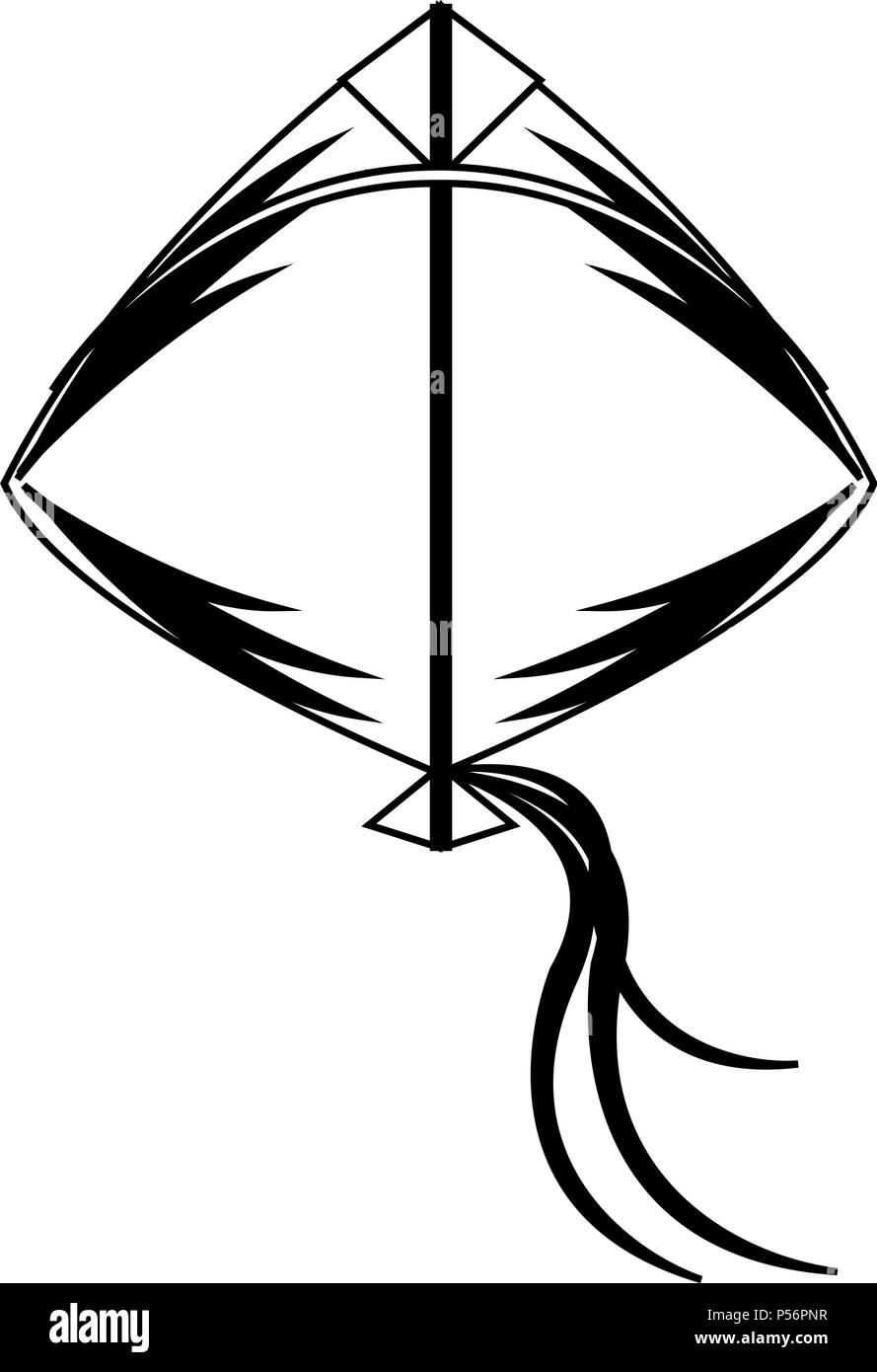 Kite flying isolated in black and white Stock Vector Image & Art - Alamy