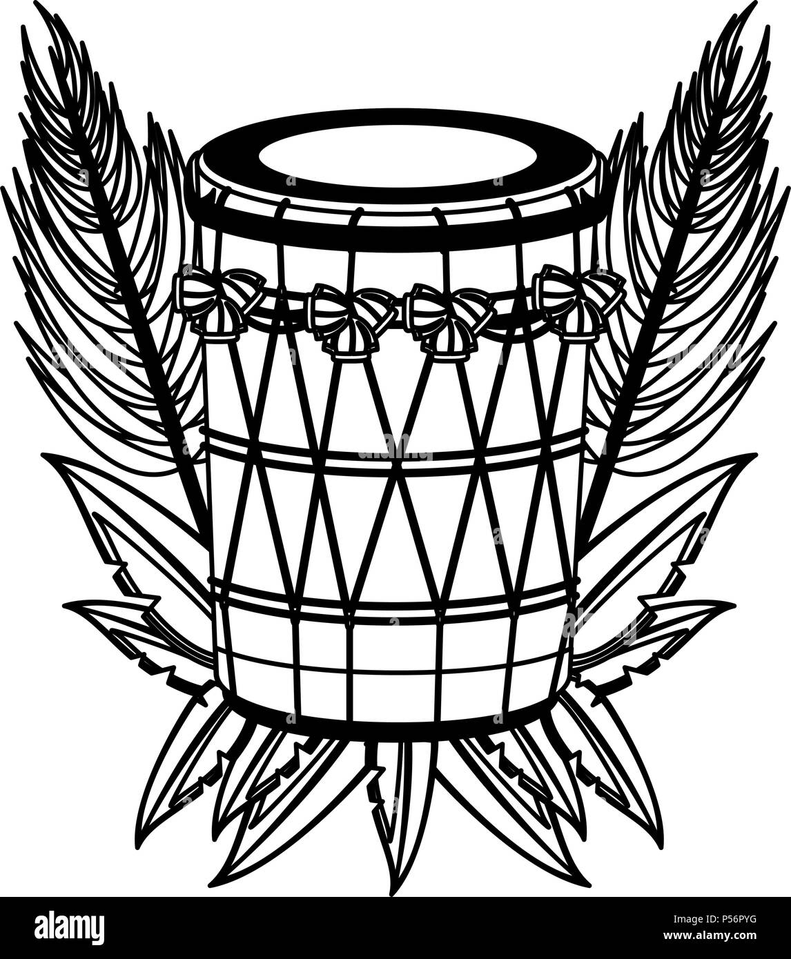 Indian musical instrument drum Black and White Stock Photos & Images ...