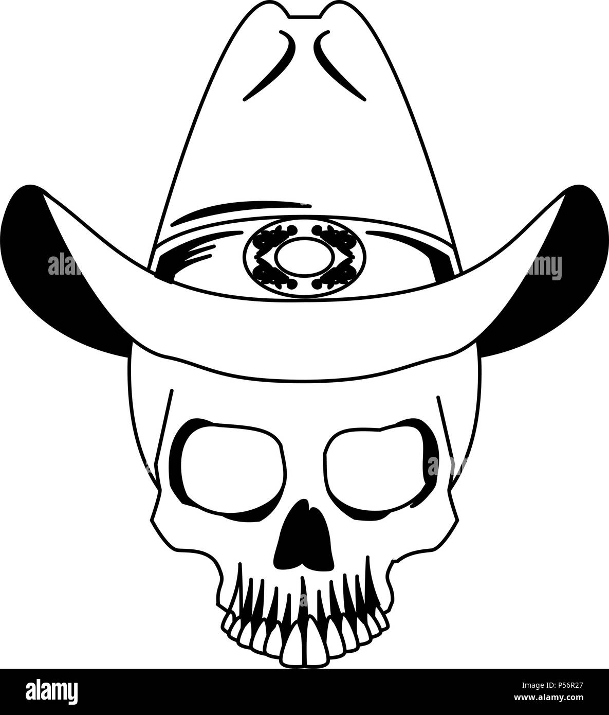 Cowboy skull drawing in vintage hi-res stock photography and images - Alamy
