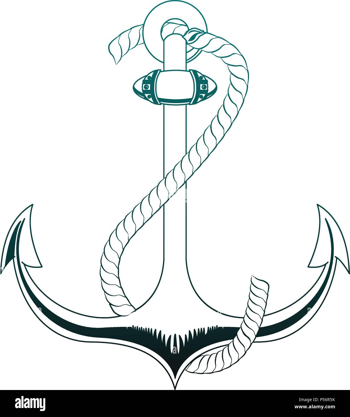 Anchor marine symbol in blue lines Stock Vector Image & Art - Alamy