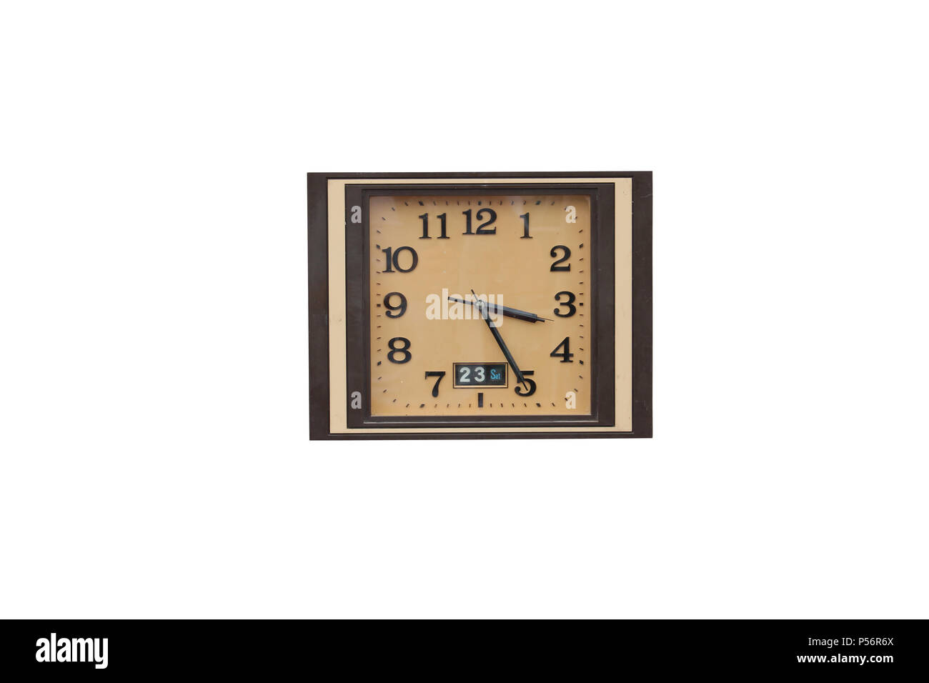 Square clock on isolated Stock Photo - Alamy