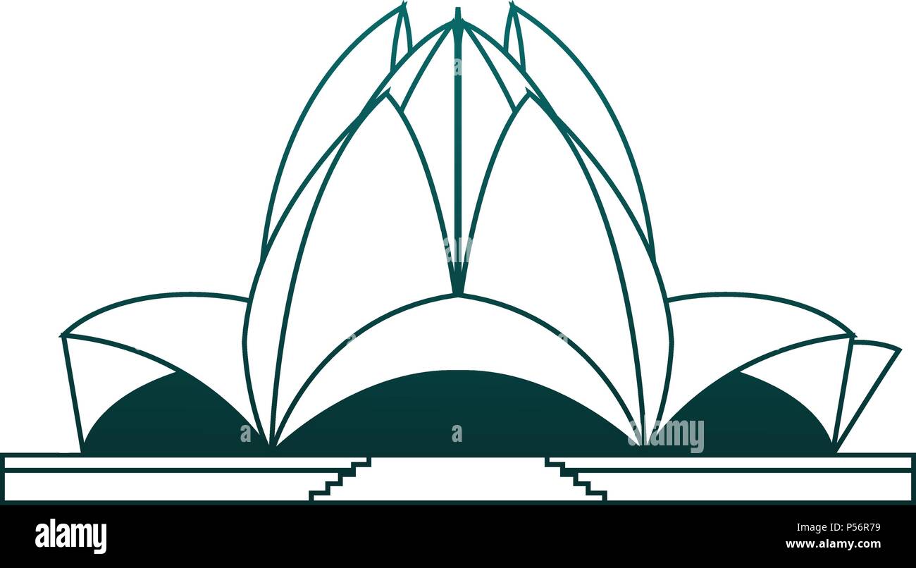 Lotus temple isolated in blue lines Stock Vector Image & Art - Alamy