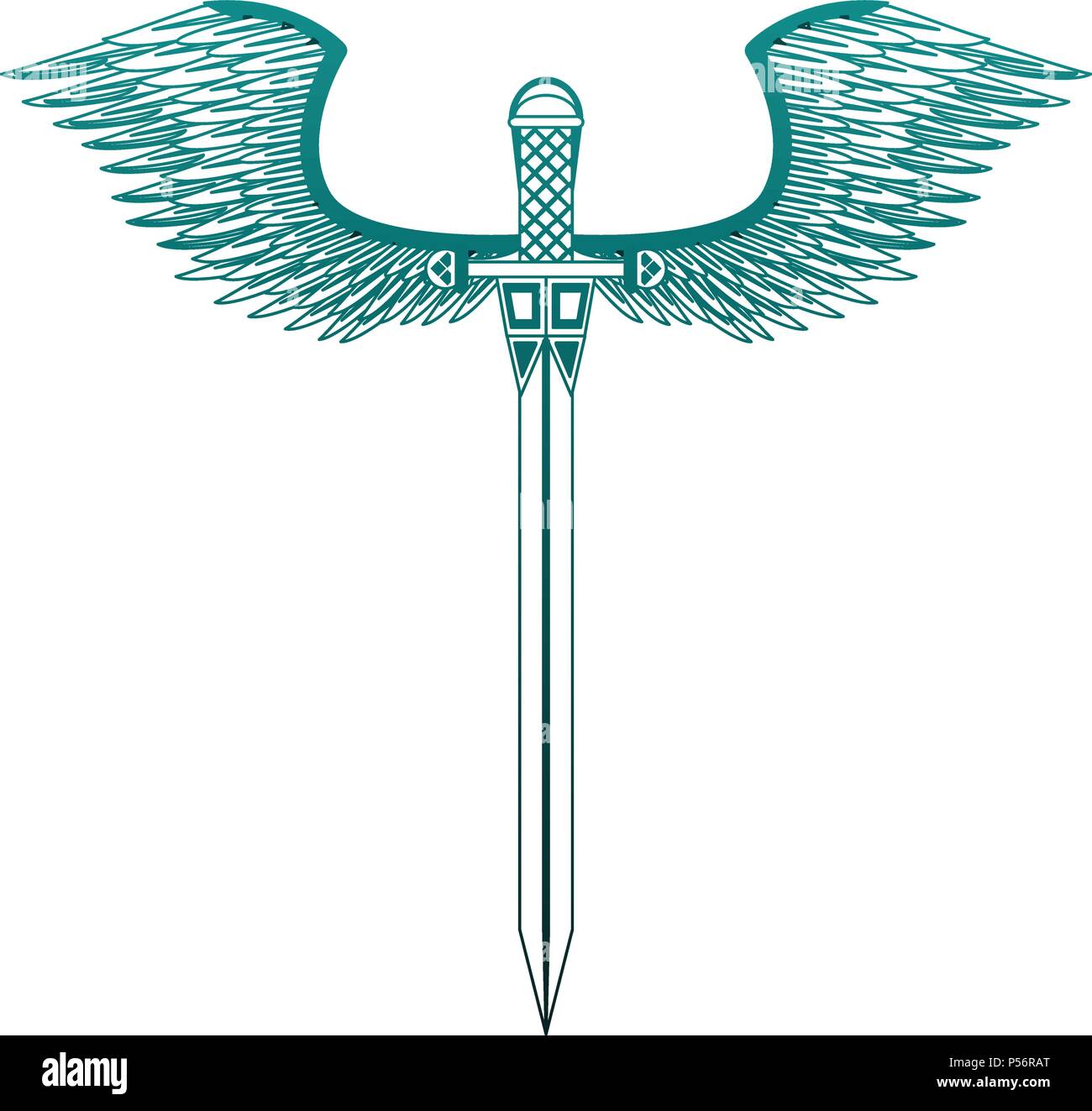 Sword weapon with wings in blue lines Stock Vector Image & Art - Alamy
