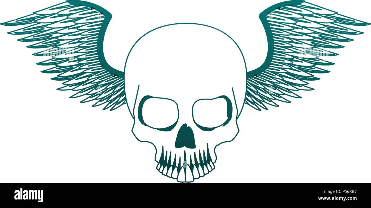 Tattoo skull drawing in blue lines Stock Vector Image & Art - Alamy