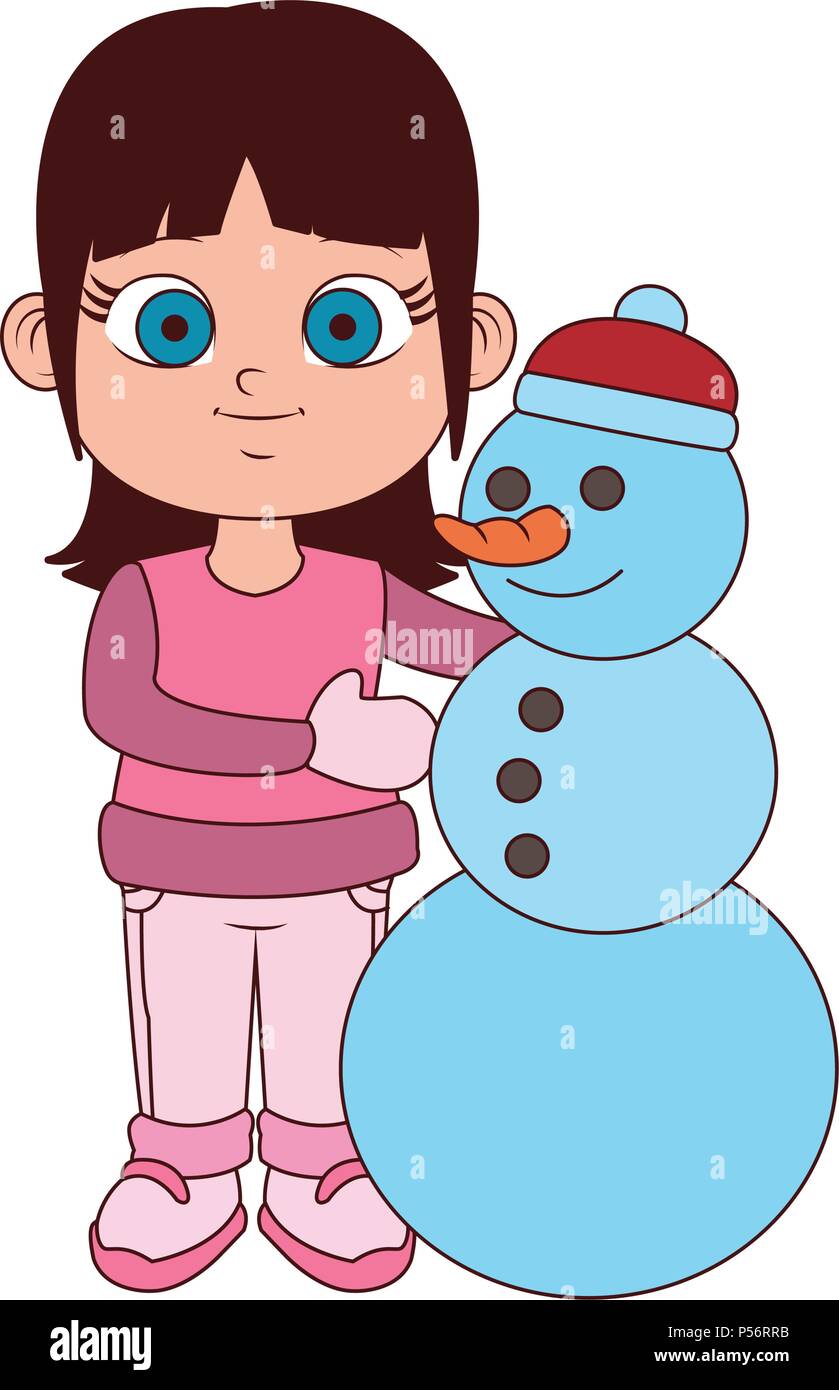 Beautiful girl with snowman Stock Vector Image & Art - Alamy