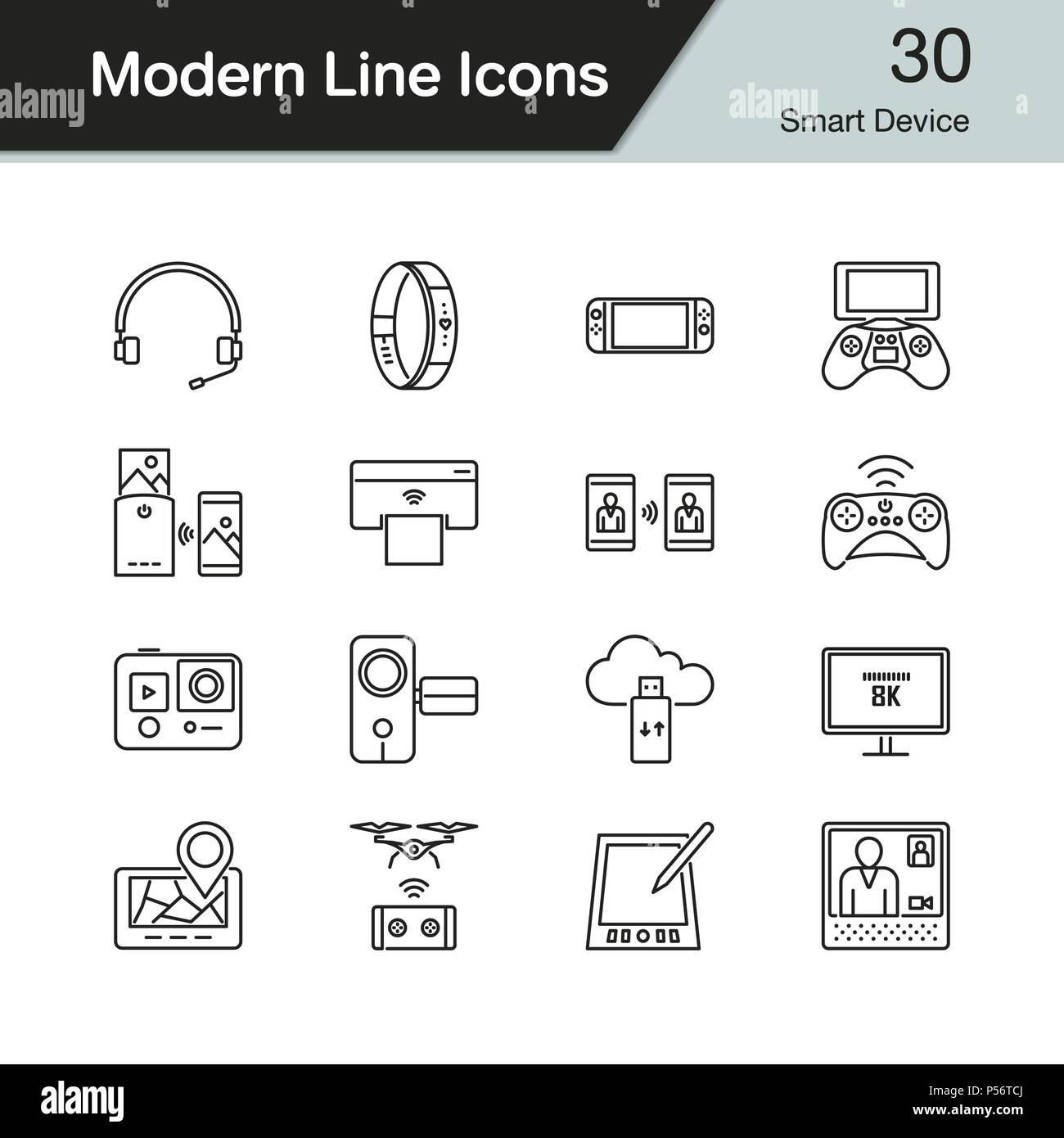 Smart Device icons. Modern line design set 30. For presentation ...