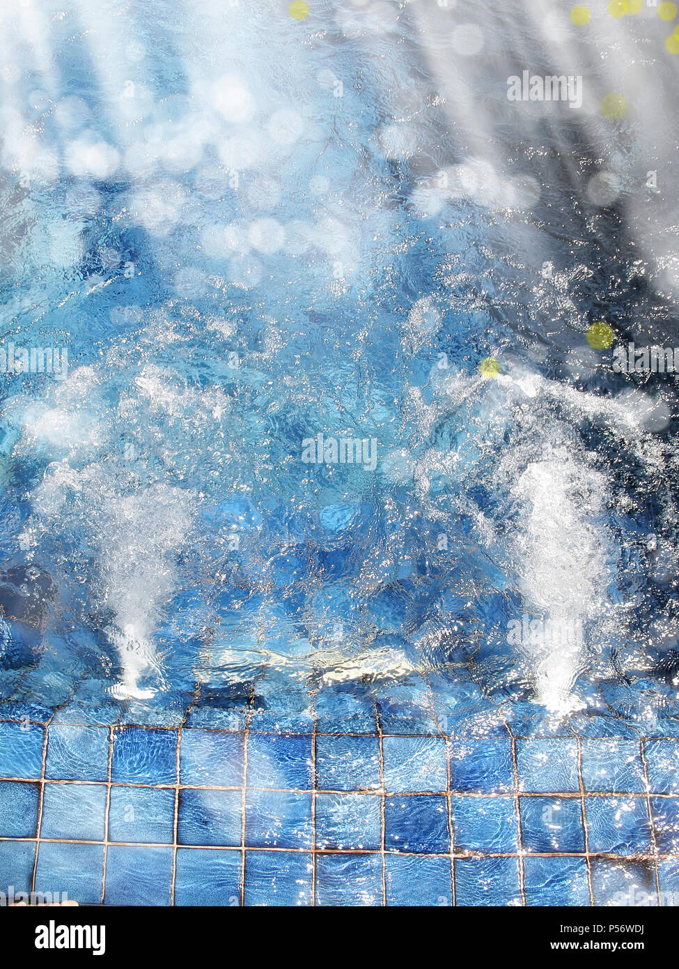 close up outdoor jacuzzi with clear clean water and beam of light Stock ...