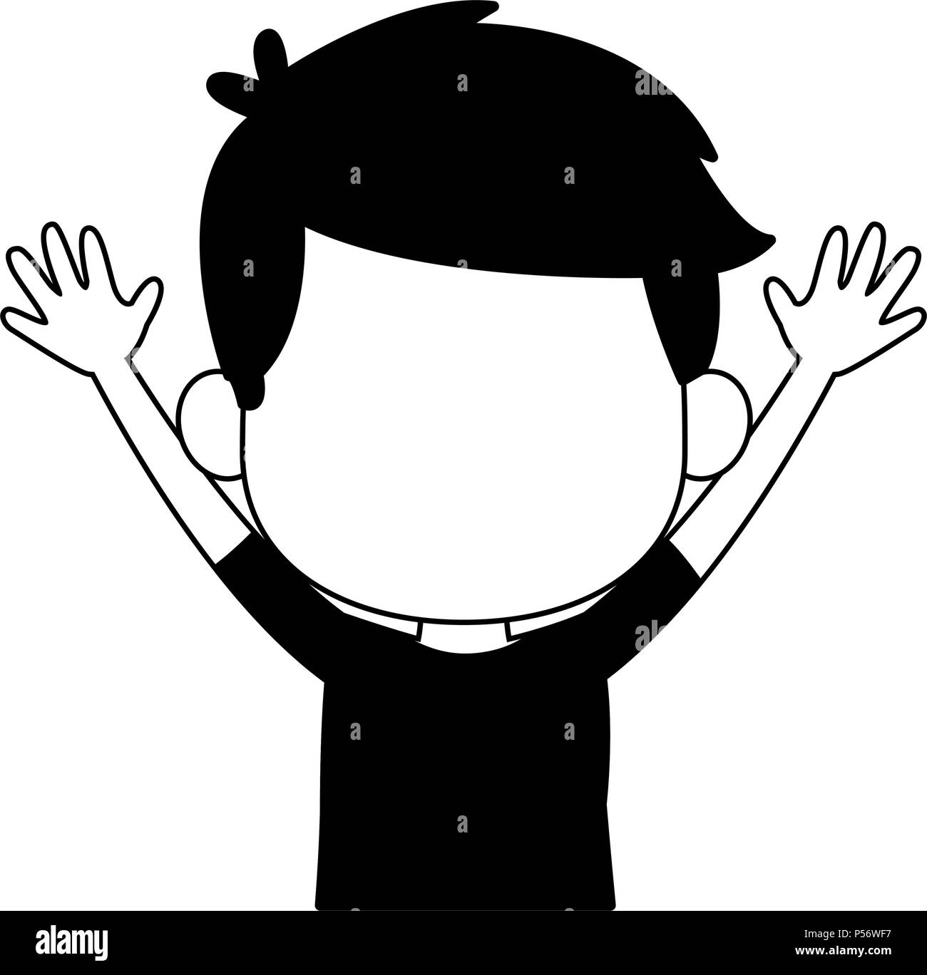 Cute boy faceless in black and white Stock Vector Image & Art - Alamy