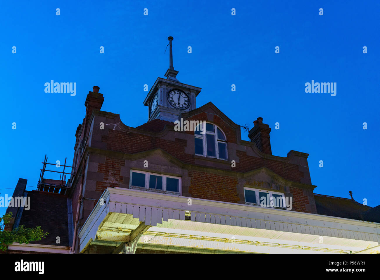 Bognor Regis, JUL 9: Night view of the Bognor Regis Train station on ...