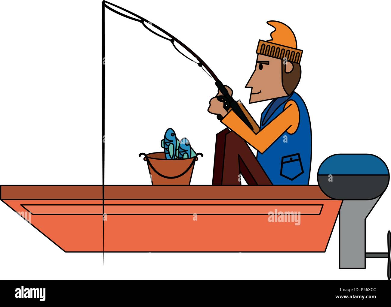 Fishermen on fishing boat Stock Vector Images - Alamy