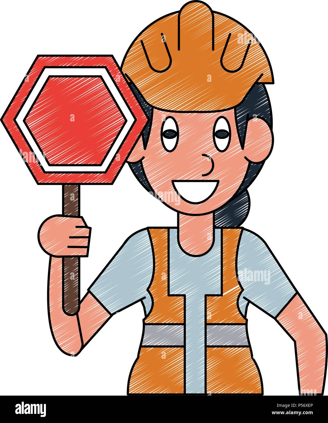 Traffic controller worker scribble Stock Vector Image & Art - Alamy