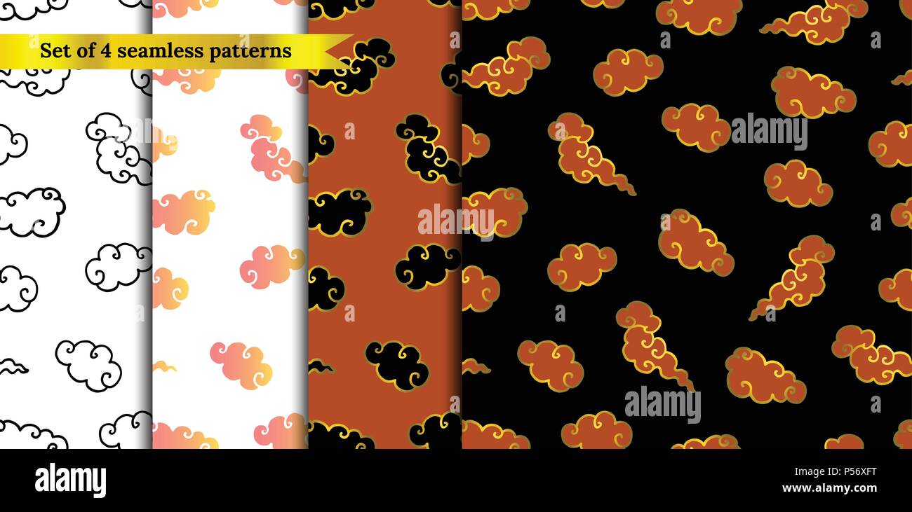 set of seamless patterns with Chinese style clouds Stock Vector Image ...
