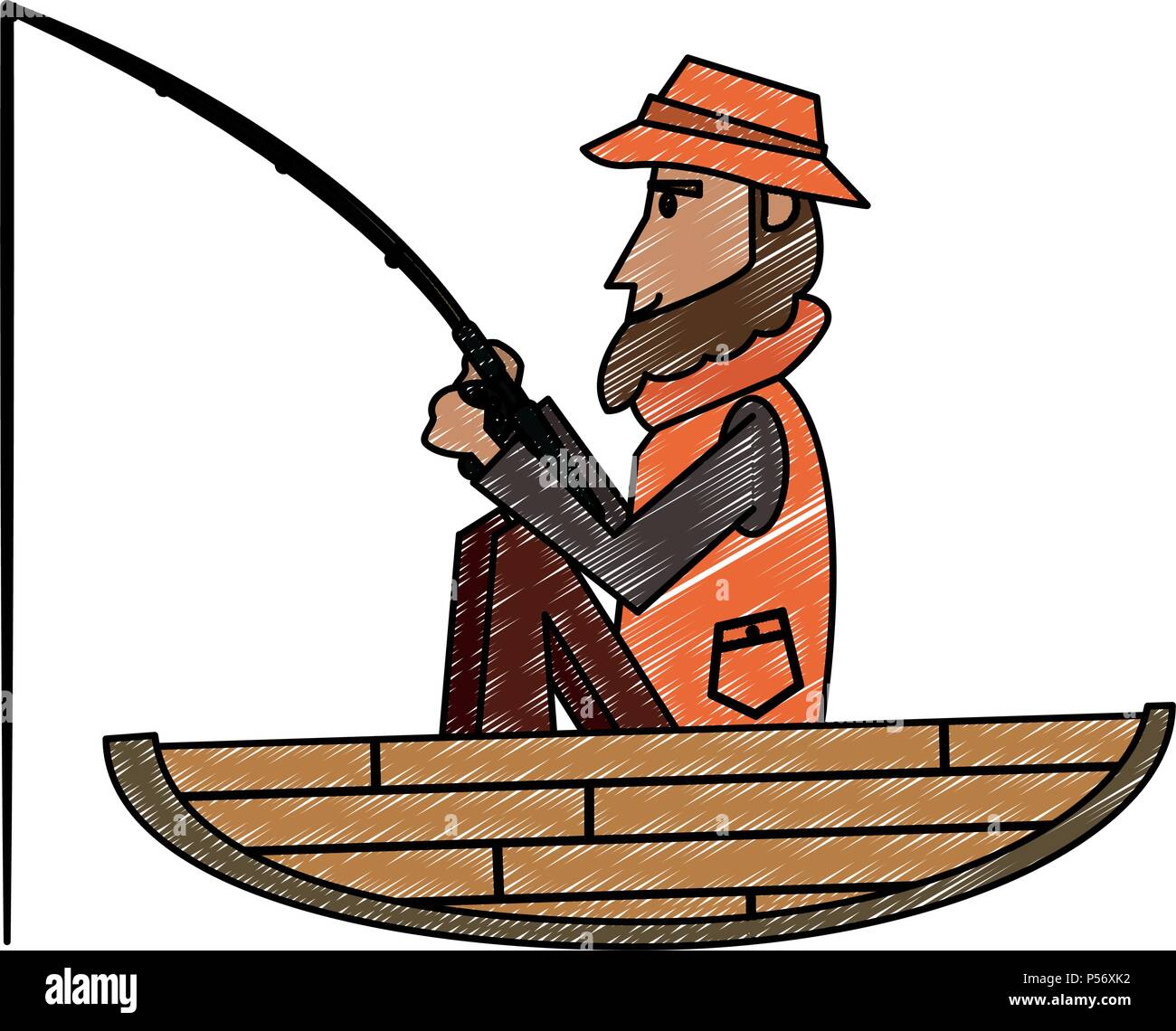 Fisherman fishing on traditional Stock Vector Images - Alamy