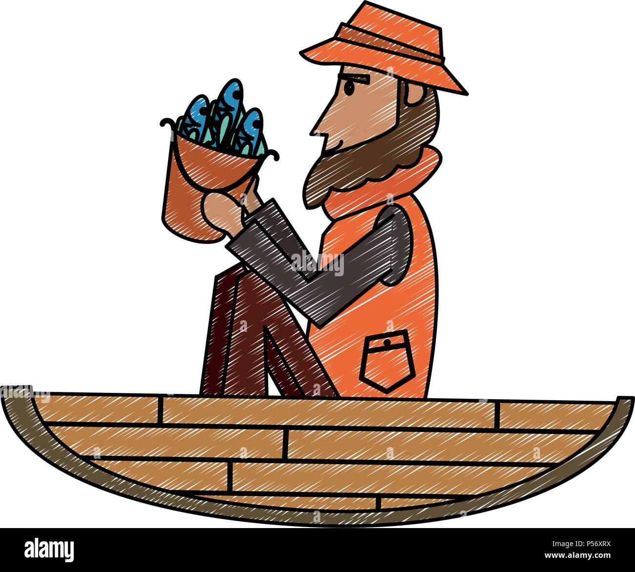 Fisherman fishing on traditional Stock Vector Images - Alamy