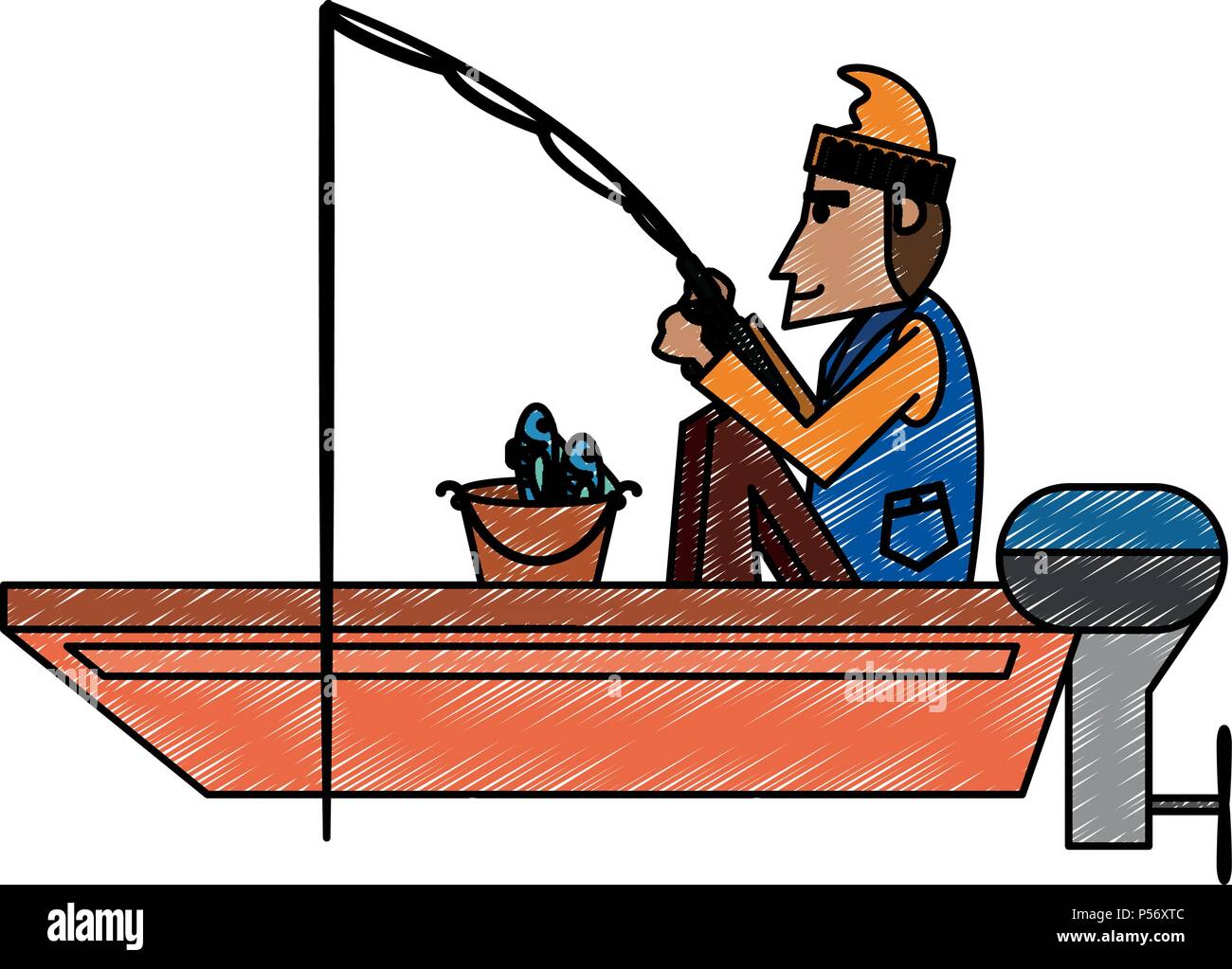 Fisherman fishing on traditional Stock Vector Images - Alamy