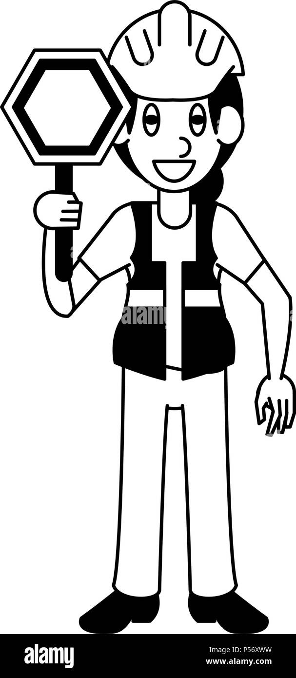 Traffic controller worker in black and white Stock Vector Image & Art ...