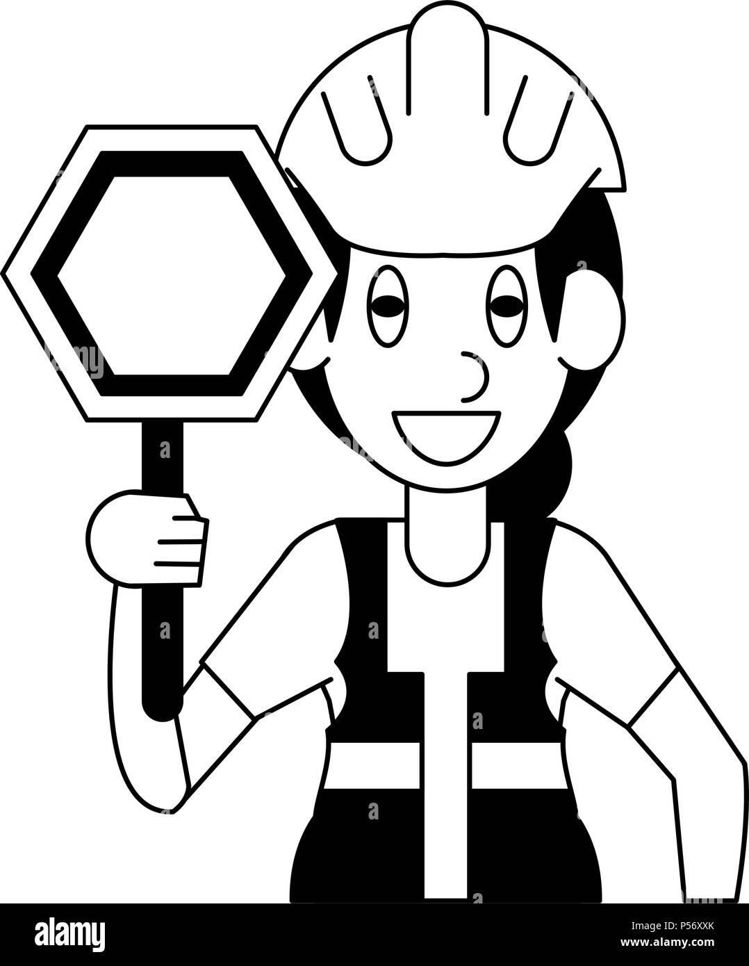 Traffic controller worker in black and white Stock Vector Image & Art ...