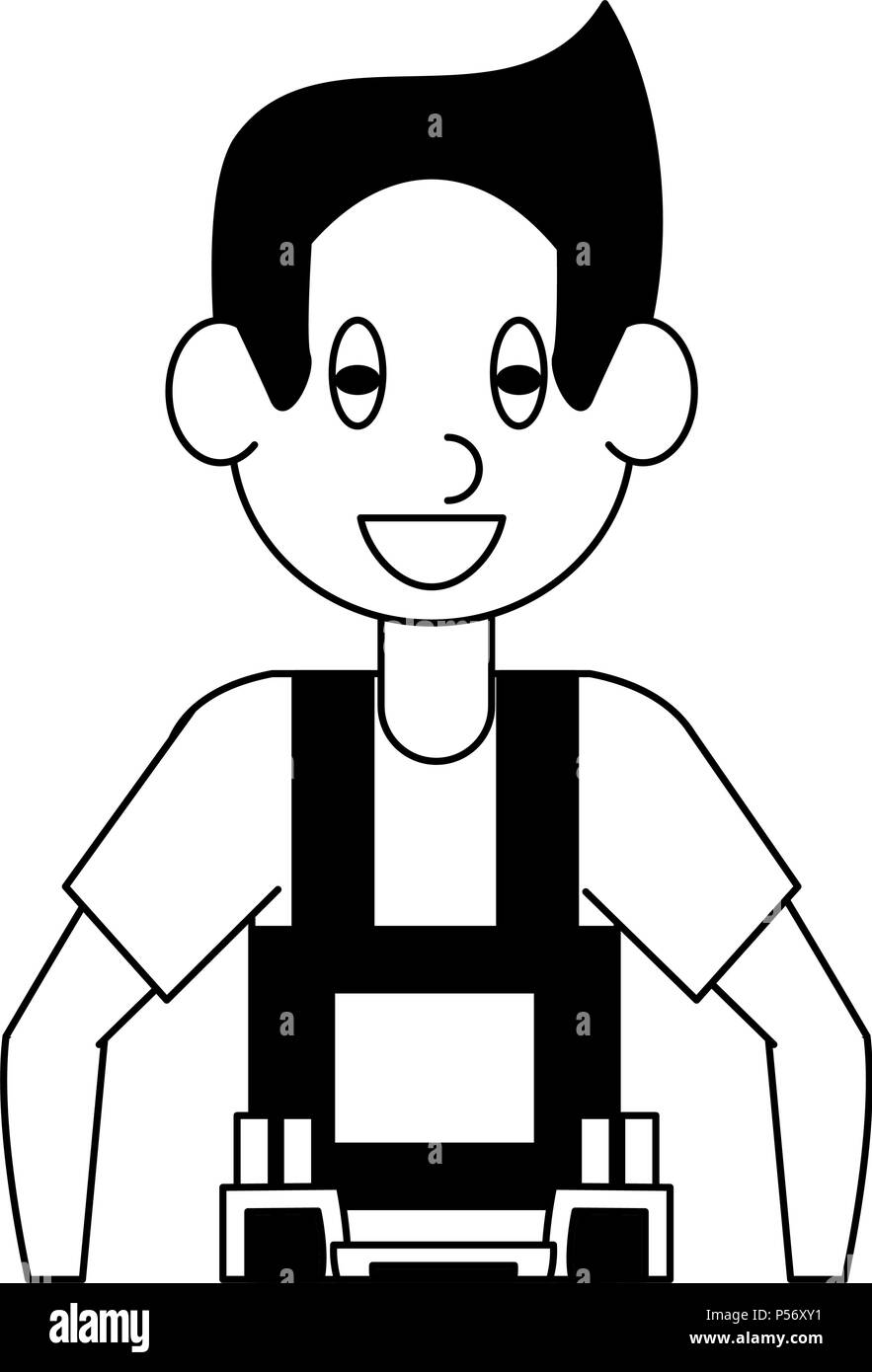 Carpenter man cartoon in black and white Stock Vector Image & Art - Alamy
