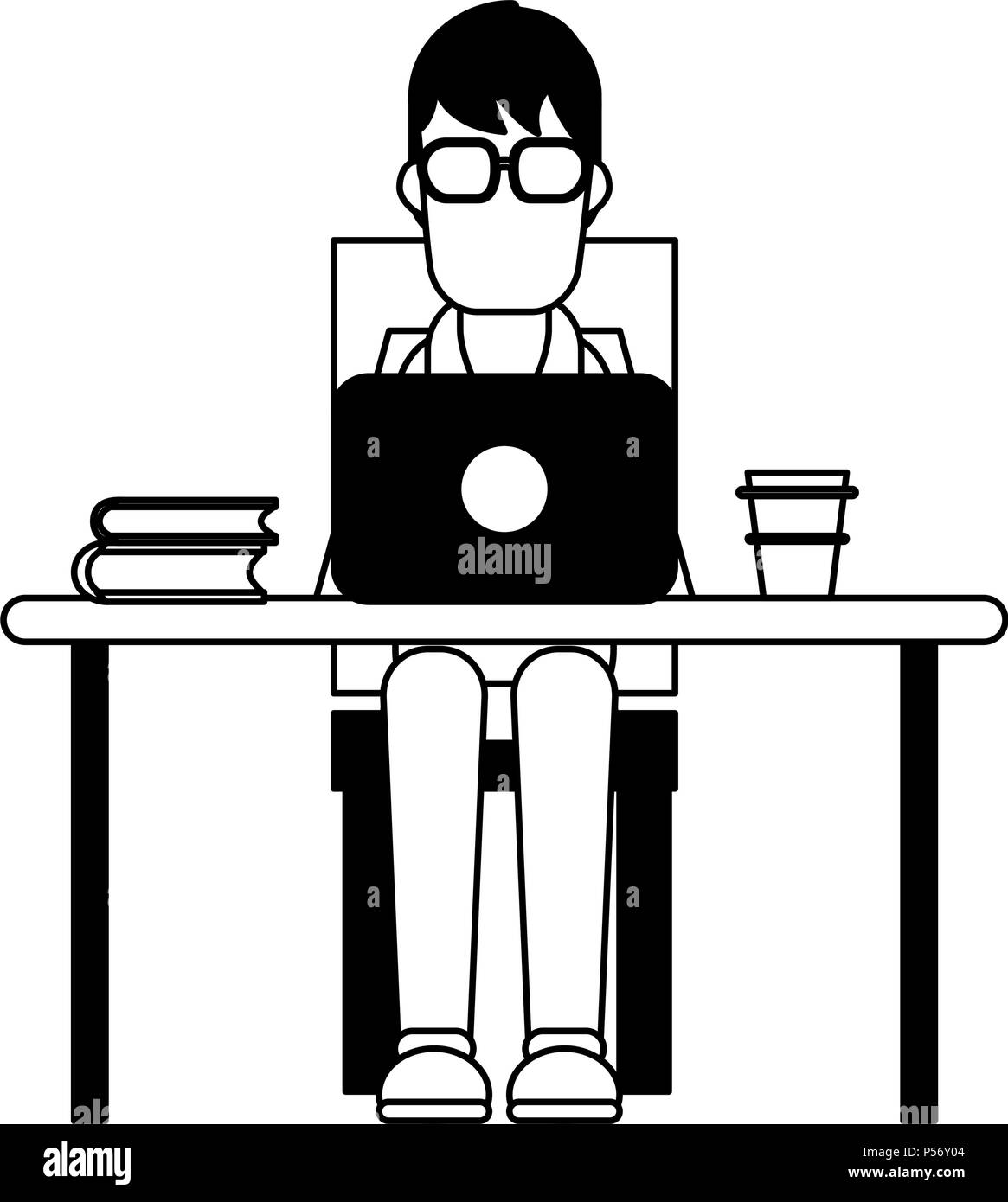 Books with laptop Black and White Stock Photos & Images - Alamy