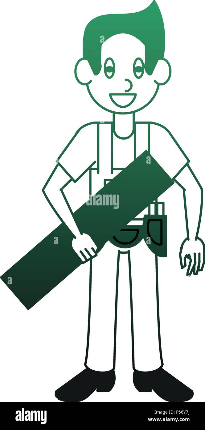 Carpenter man cartoon green lines Stock Vector Image & Art - Alamy