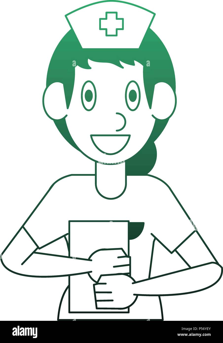 Woman doctor cartoon green lines Stock Vector Image & Art - Alamy