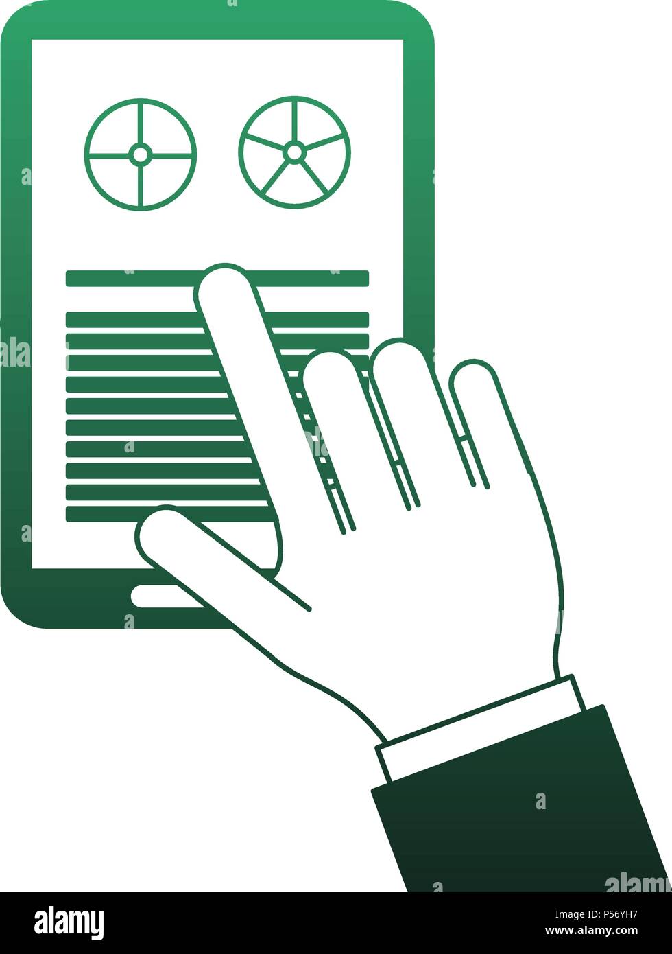 Hand with statistics green lines Stock Vector Image & Art - Alamy