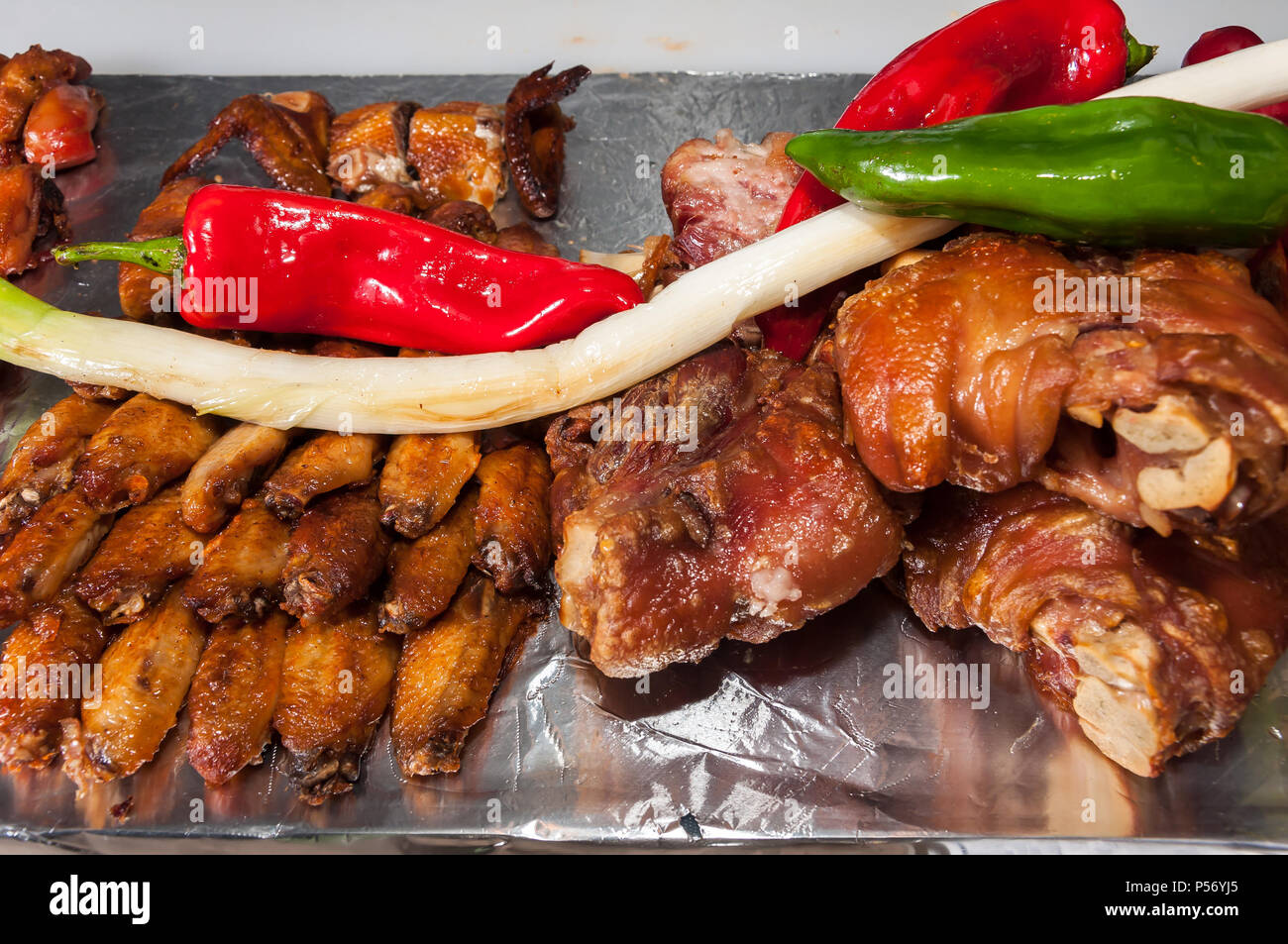 BBQ chicken with pork Stock Photo - Alamy