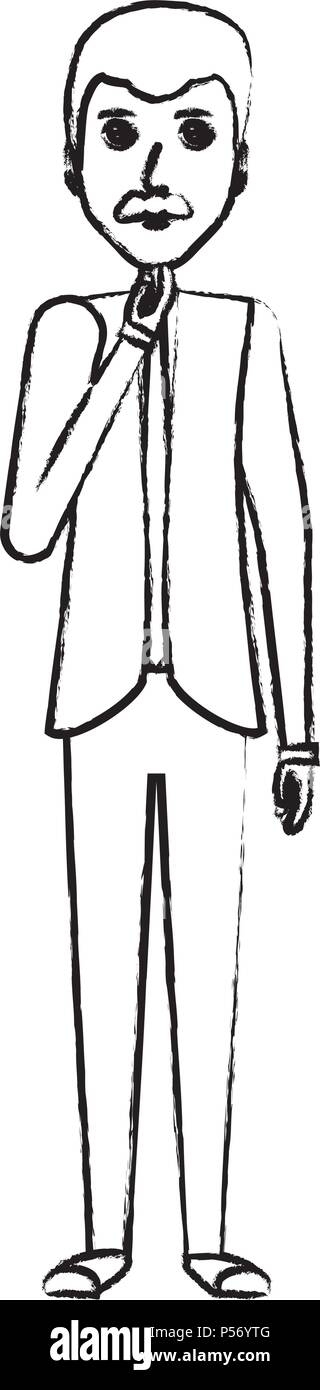 Cartoon businessman standing and thinking over white background, vector ...