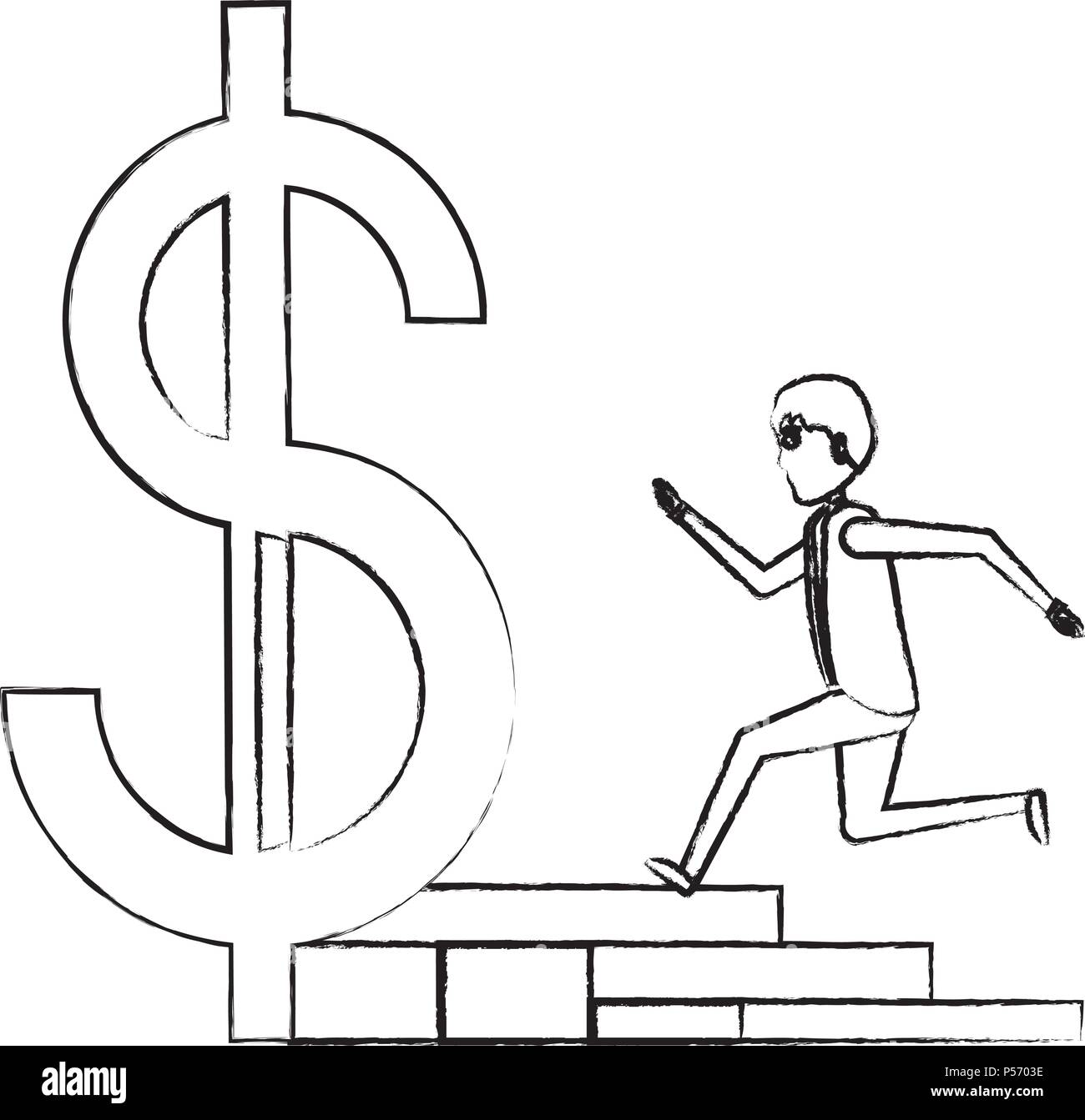 big money symbol and businessman over white background, vector ...