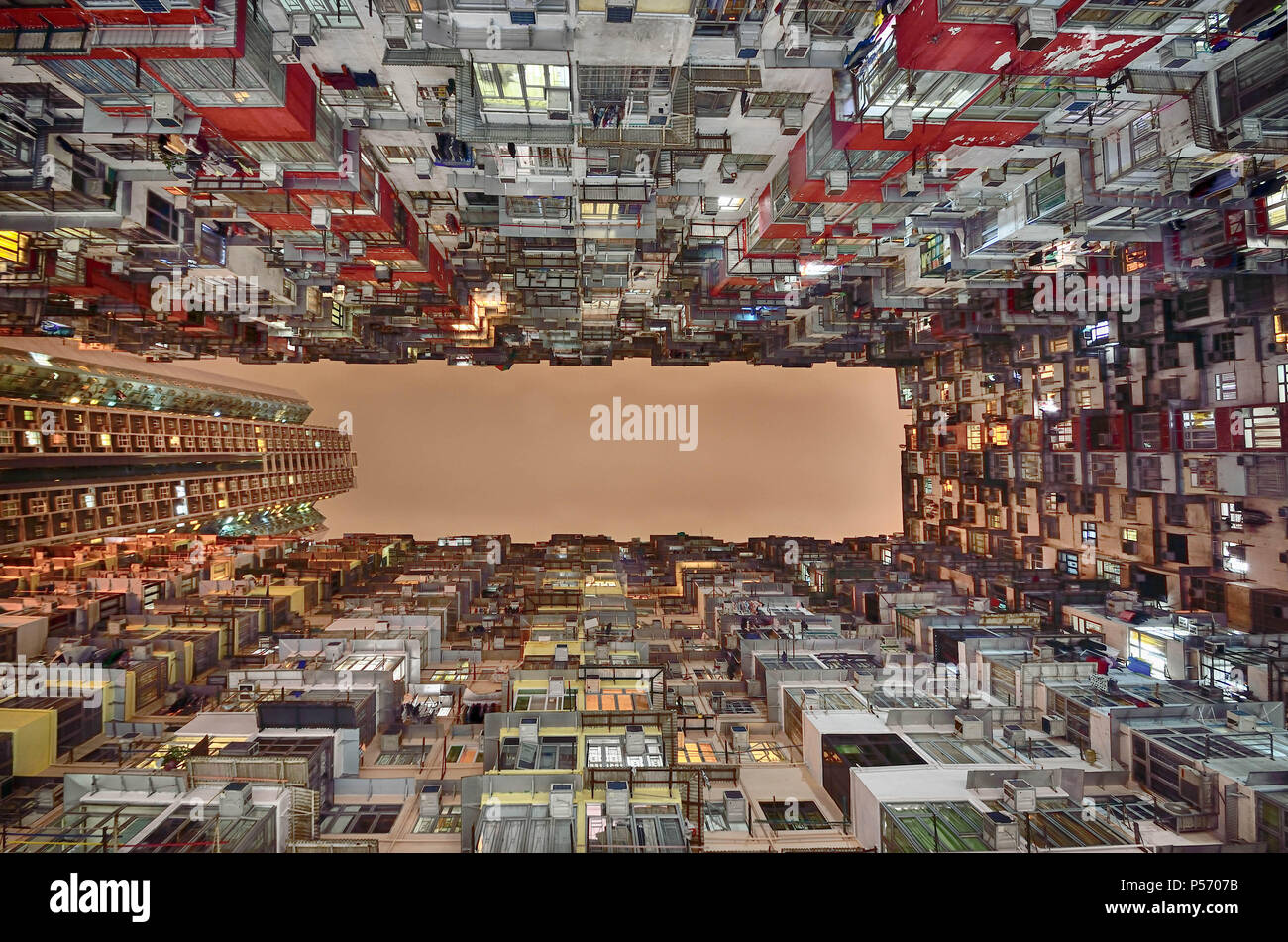 Old apartment house in Hong Kong, Yick Fat building Stock Photo - Alamy