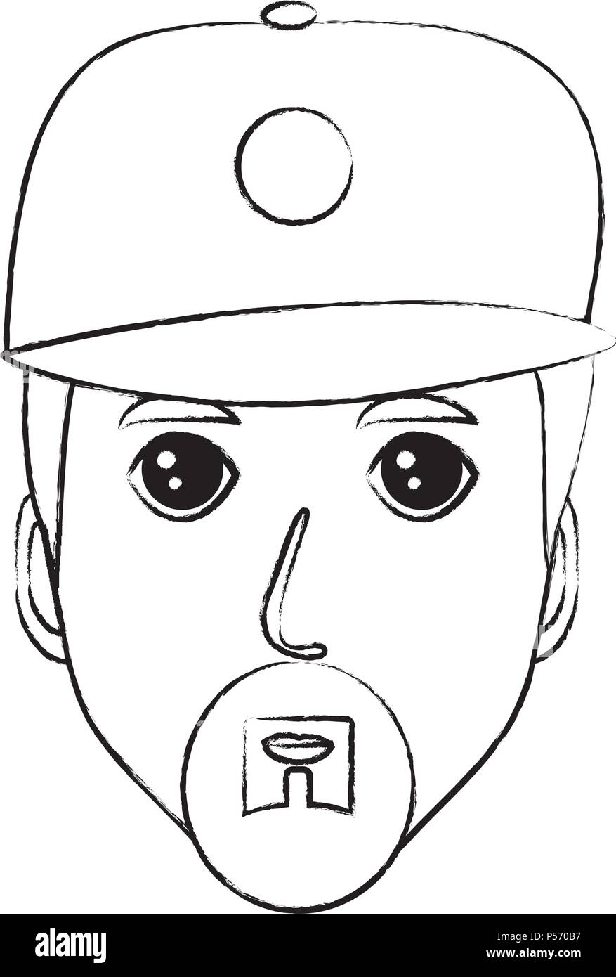 cartoon man with beard and wearing a cap icon over white background ...