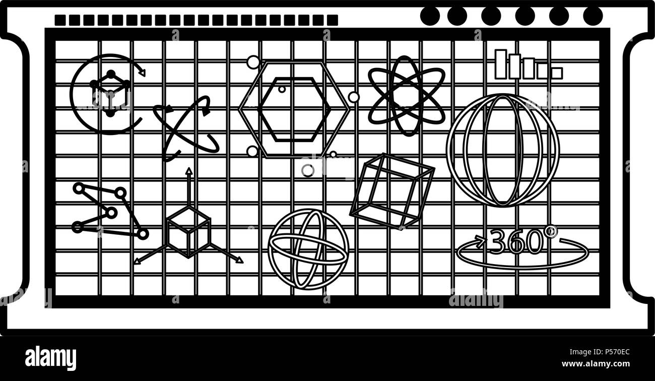 Geometrics and statistics on sheet in black and white Stock Vector ...