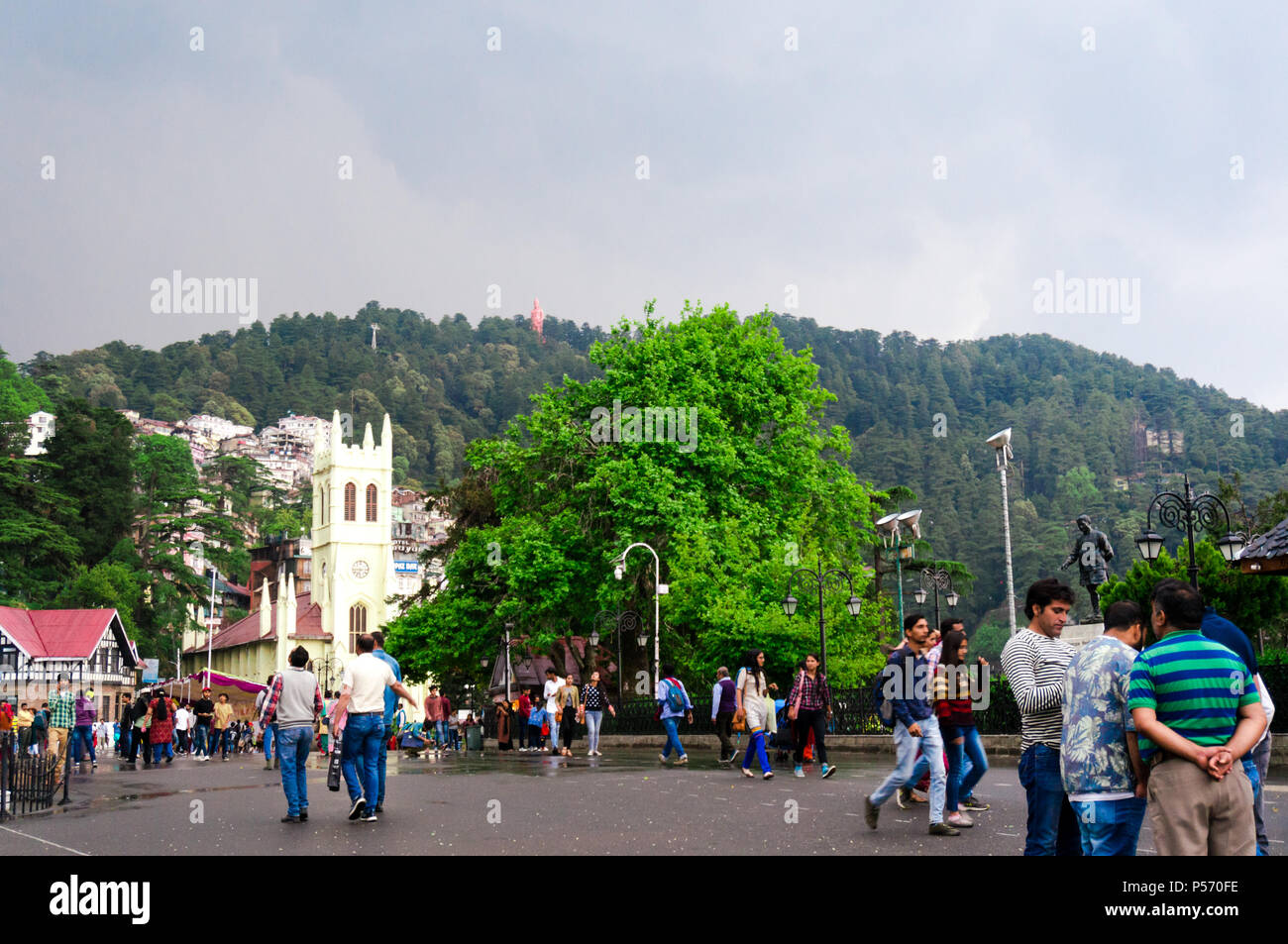 People roaming around on the ridge in Shimla Stock Photo - Alamy