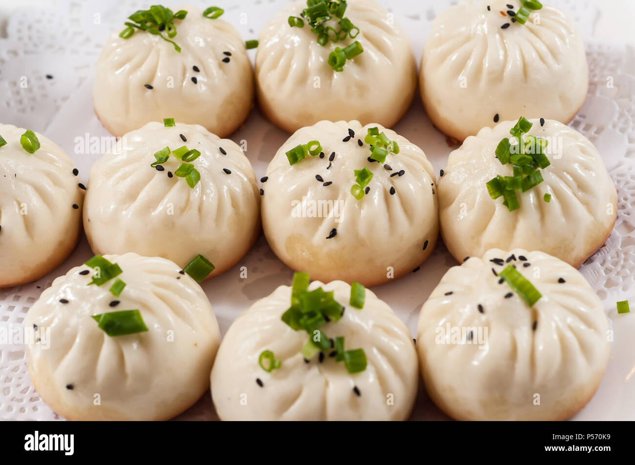 Pan-Fried Baozi Stuffed with Pork Stock Photo - Alamy
