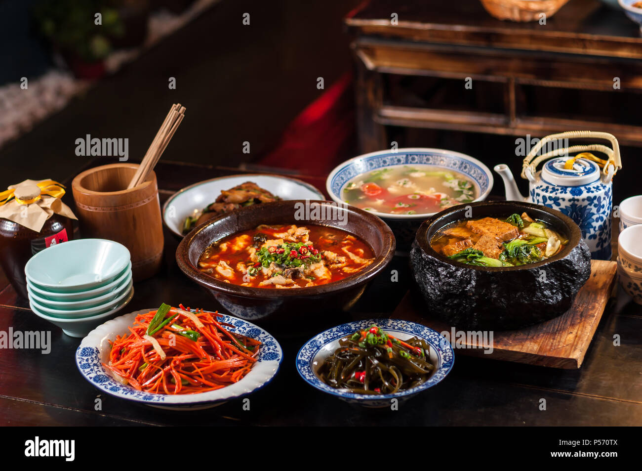 A table of Chinese food,Sichuan cuisine Stock Photo - Alamy