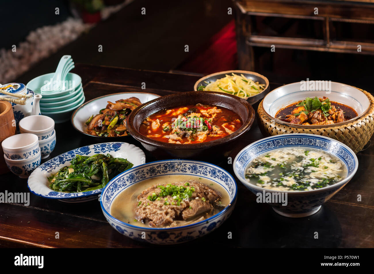 A table of Chinese food,Sichuan cuisine Stock Photo - Alamy
