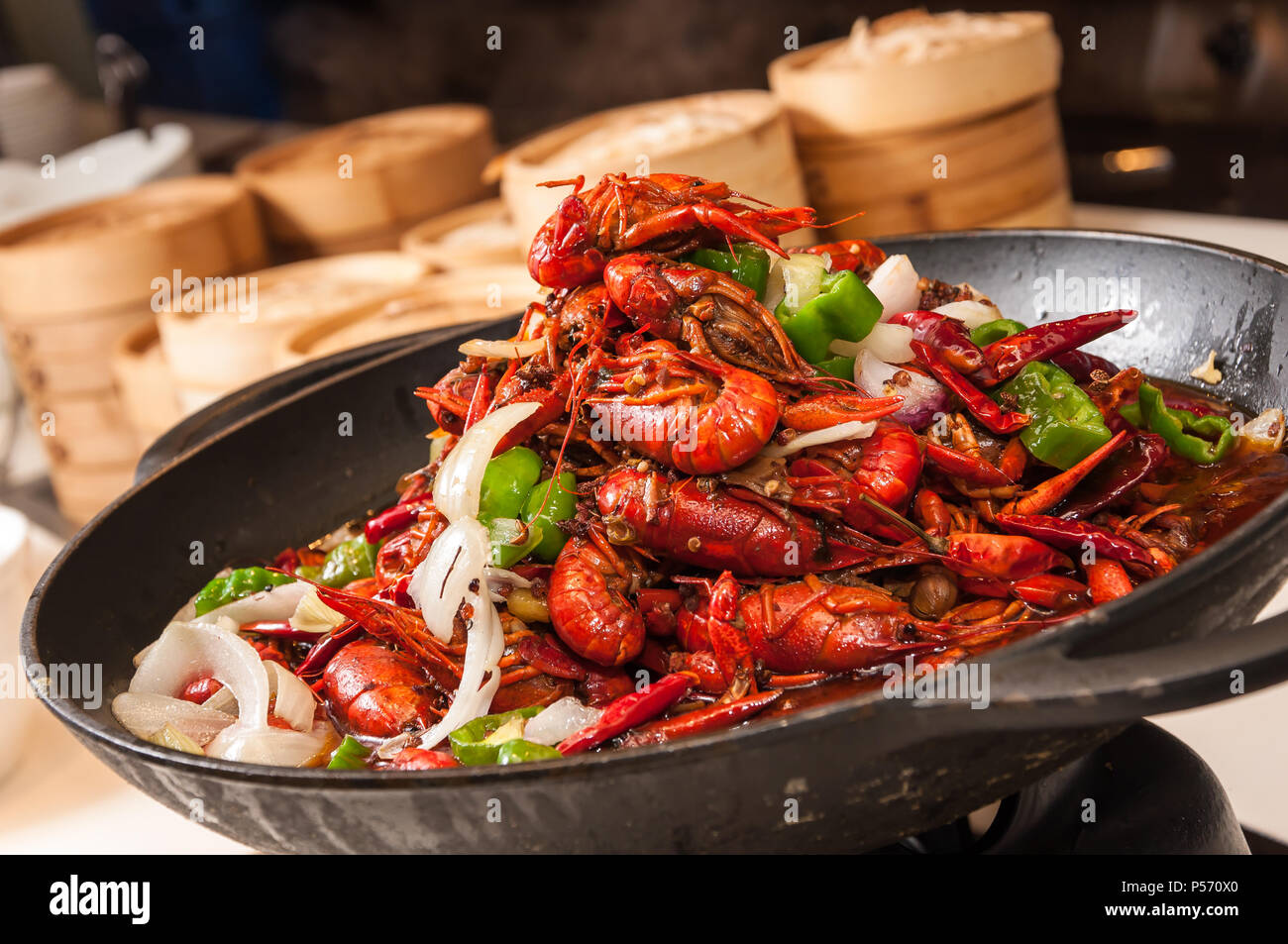 Spicy Chinese crayfish dish Stock Photo - Alamy