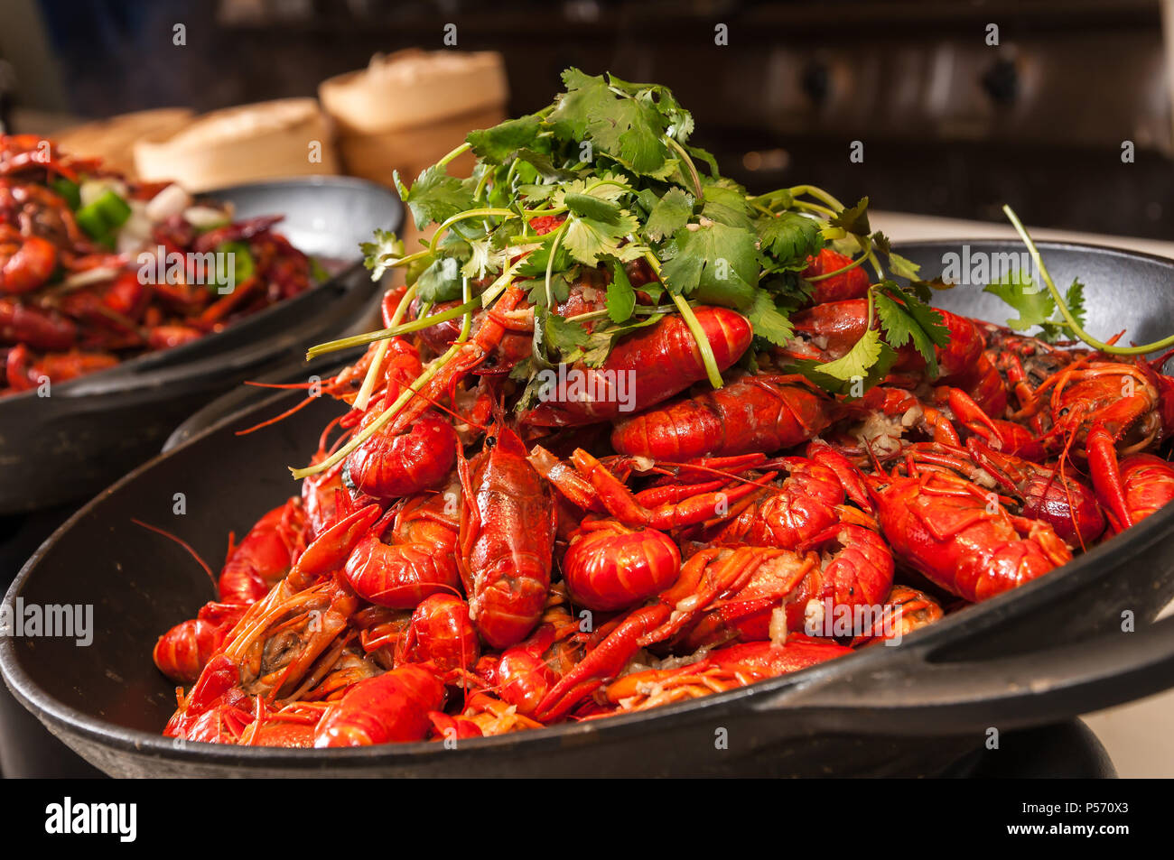 Spicy Chinese crayfish dish Stock Photo - Alamy