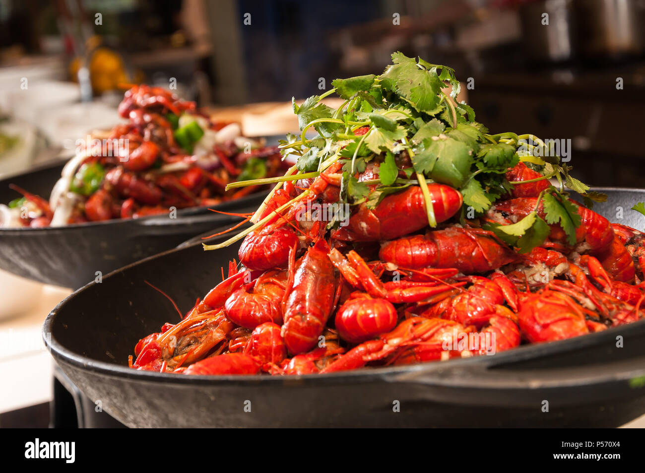 Spicy Chinese crayfish dish Stock Photo - Alamy