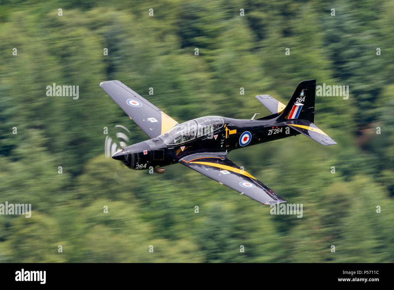 RAF Tucano Trainer ZF264 flying low level in the mach loop area of ...