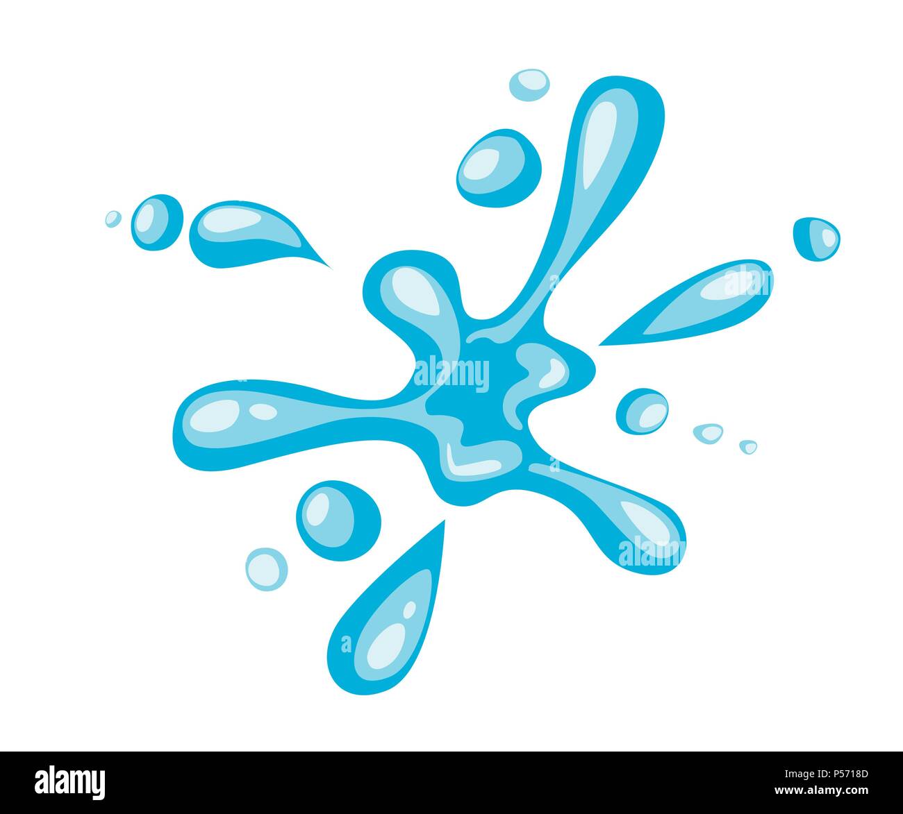 Blue water splash. Top view. Flat vector illustration. Isolated on ...
