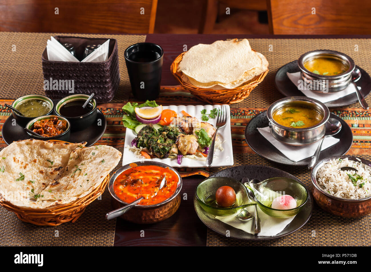 Indian cuisine,A table of food Stock Photo - Alamy