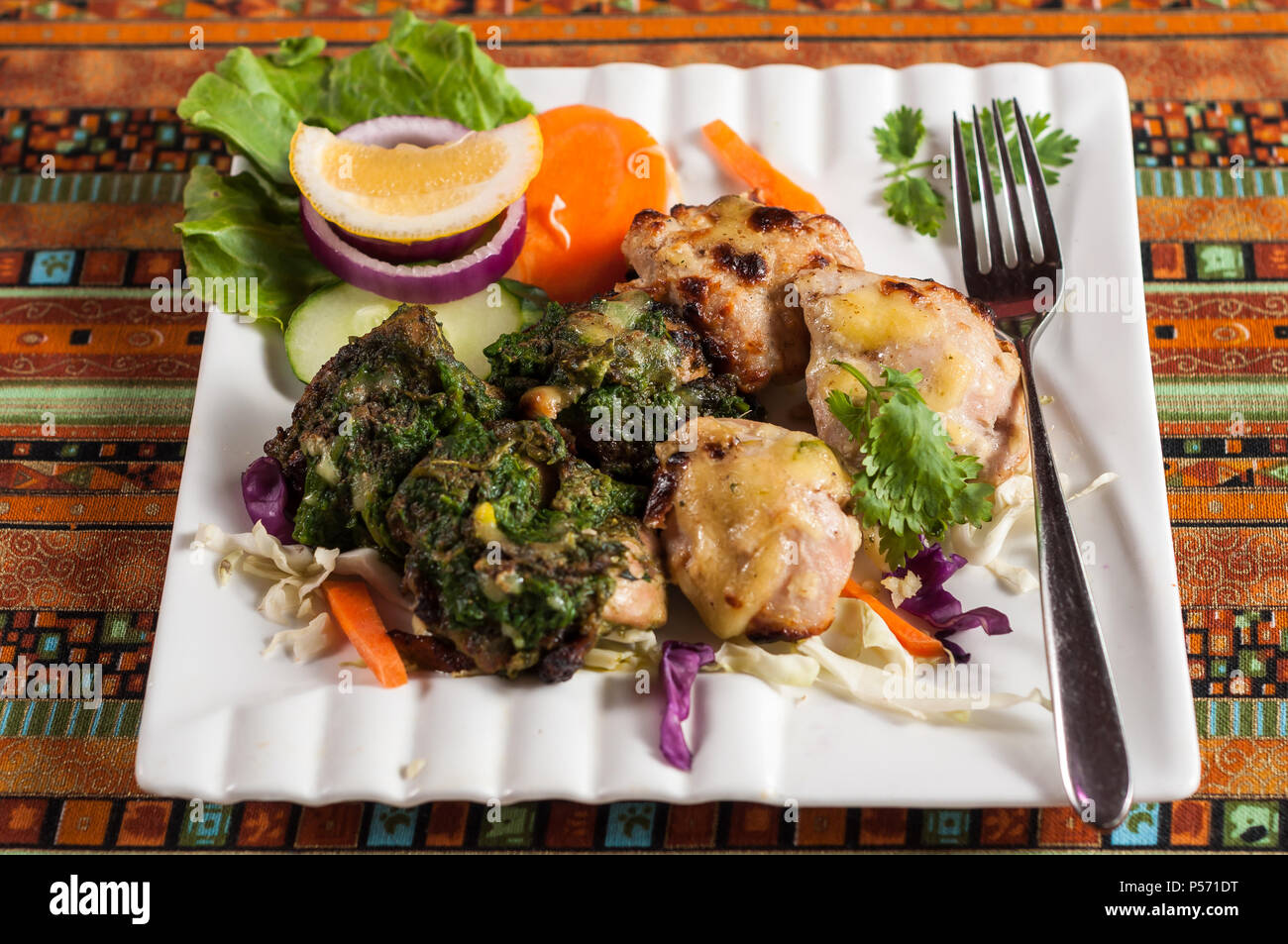 Mint Chicken & roasted boneless chicken,Indian cuisine Stock Photo - Alamy