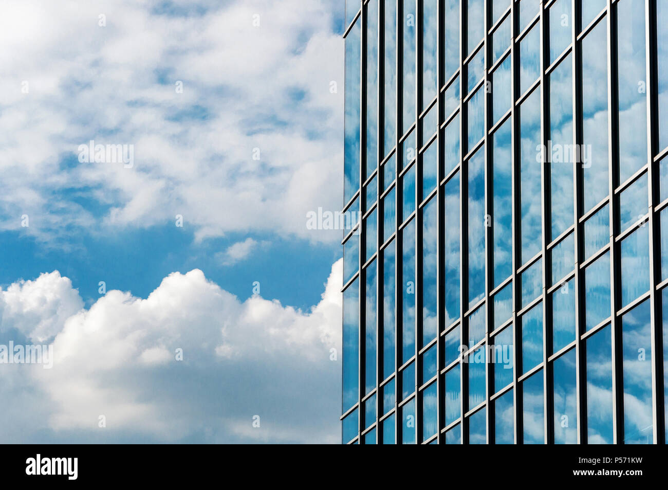 window reflection dayligh as blue background,Glass building with sky ...