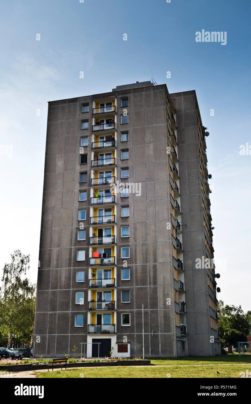 typical pre-fabricated or panelak residential multi store building in ...