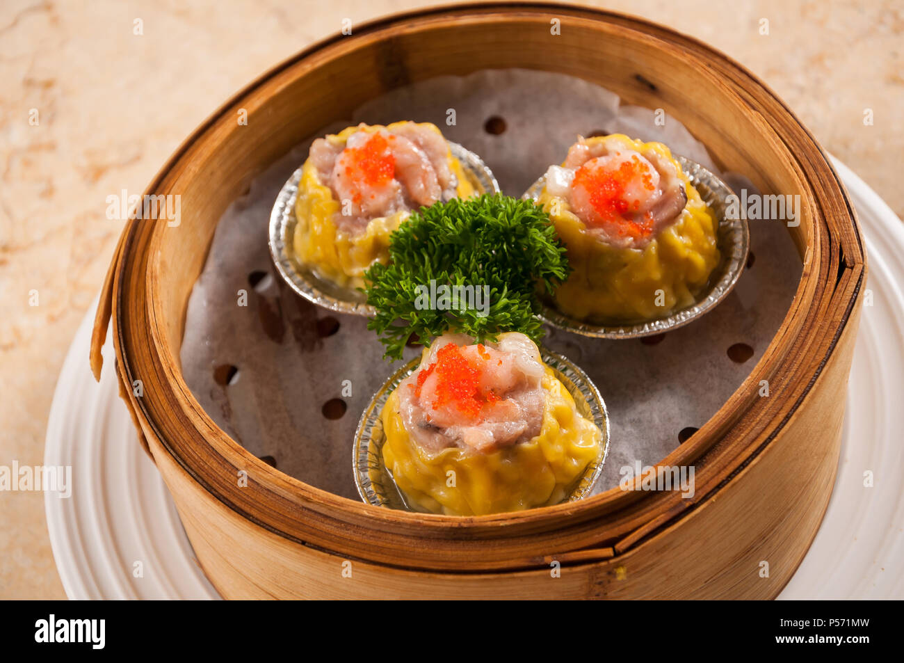 Shrimp and minced meat Steamed Pork Dumplings Stock Photo - Alamy