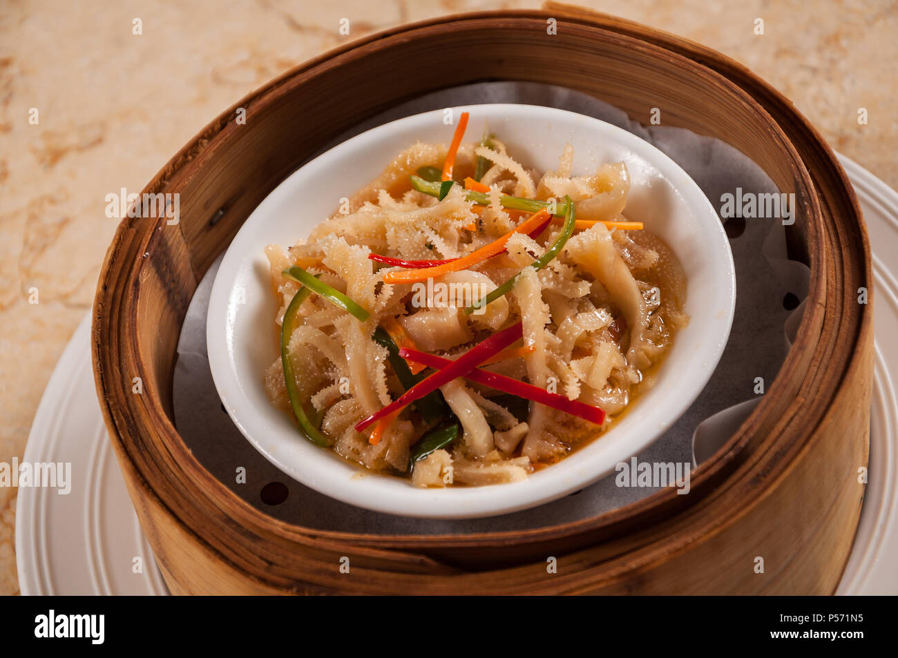steamed beef tripe with ginger and scallions Stock Photo - Alamy