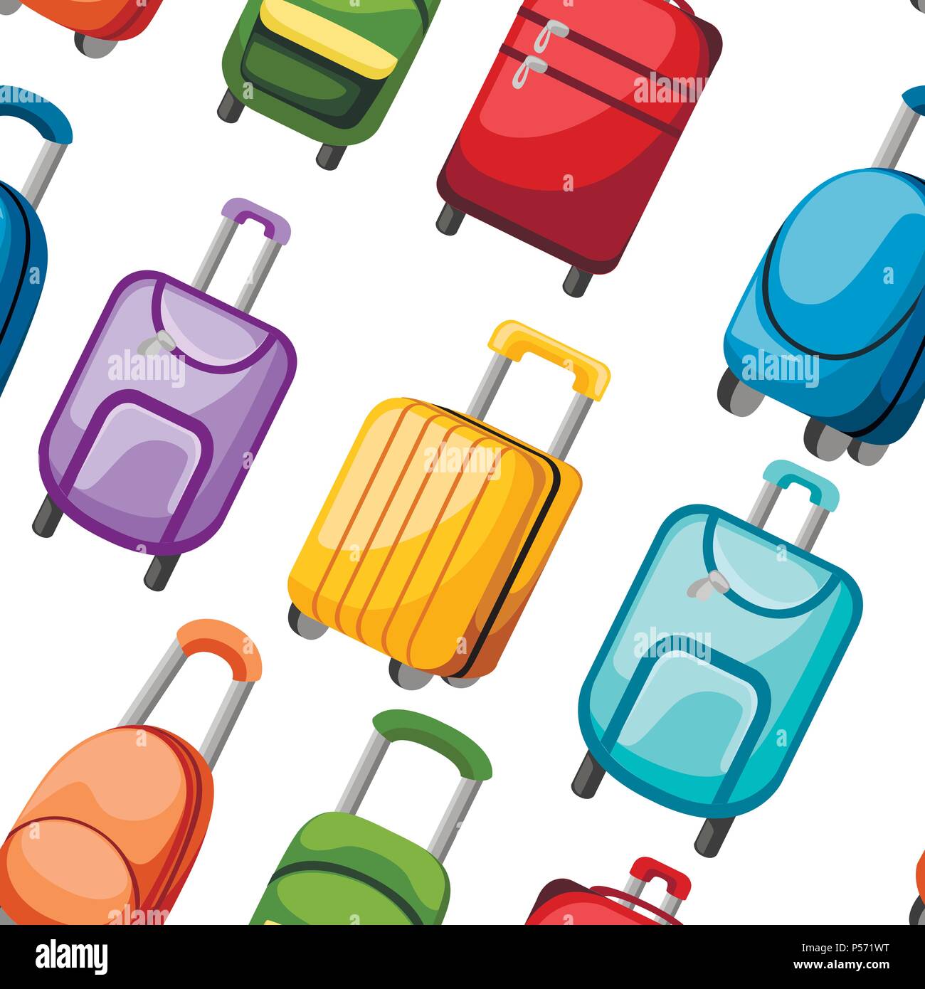 Seamless pattern. Collection of suitcase and luggage. Different ...