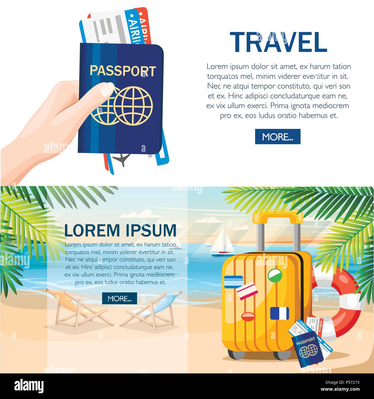 Summer Vacation Concept Yellow Luggage Passport Ticket On Summer