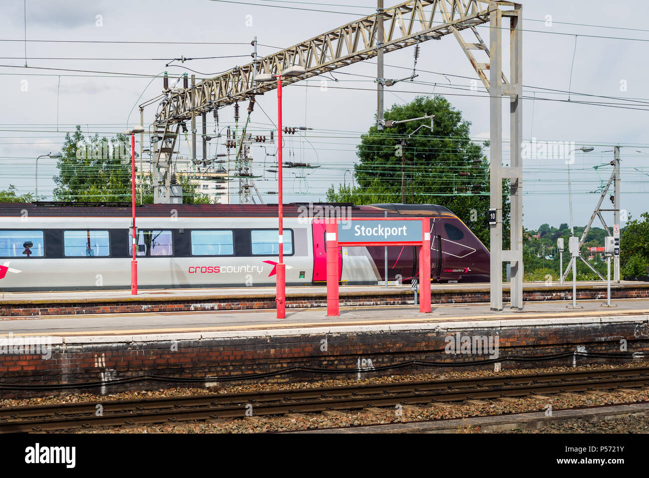 STOCKPORT, UK - JUNE 23, 2018: Platform at Stockport Train Station near ...